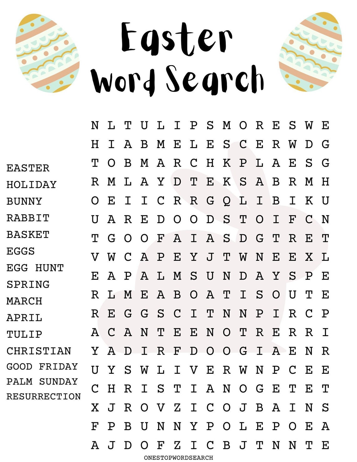 Easter Word Search Puzzle With Answer Sheet, Easter Games, Easter ...