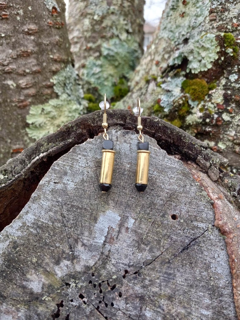 22 Shell Casing With Snowflake Obsidian Bead Earrings - Etsy
