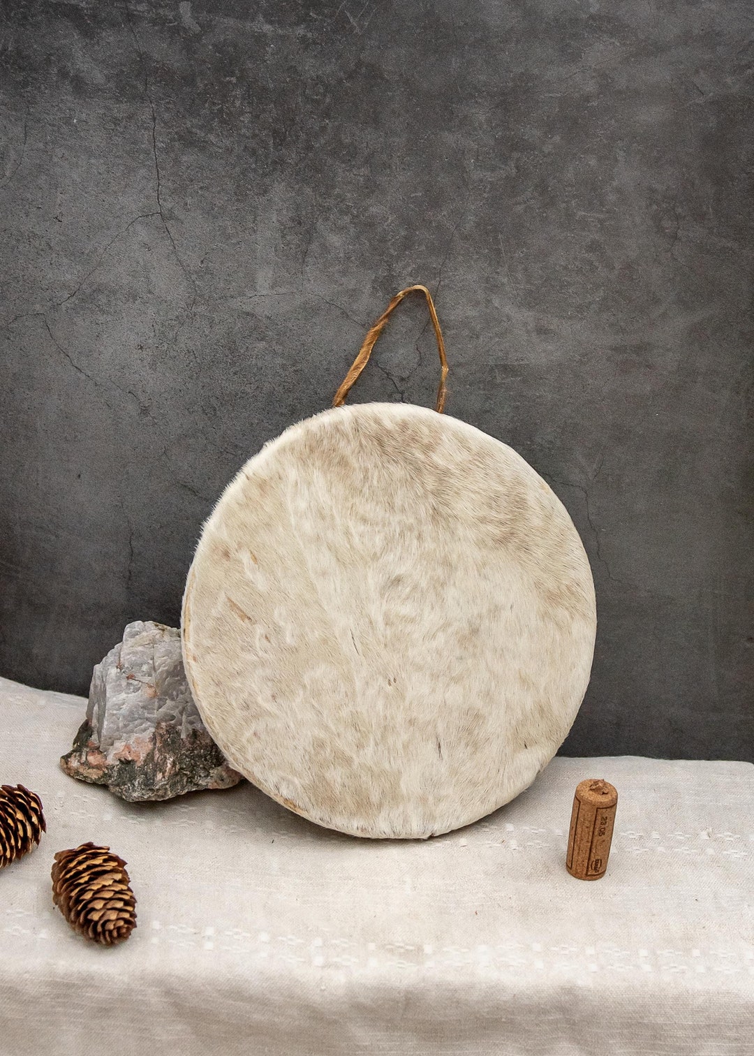 Vintage Wood Bowl Shaped Drum African Traditional Shaman Drum Stretched ...