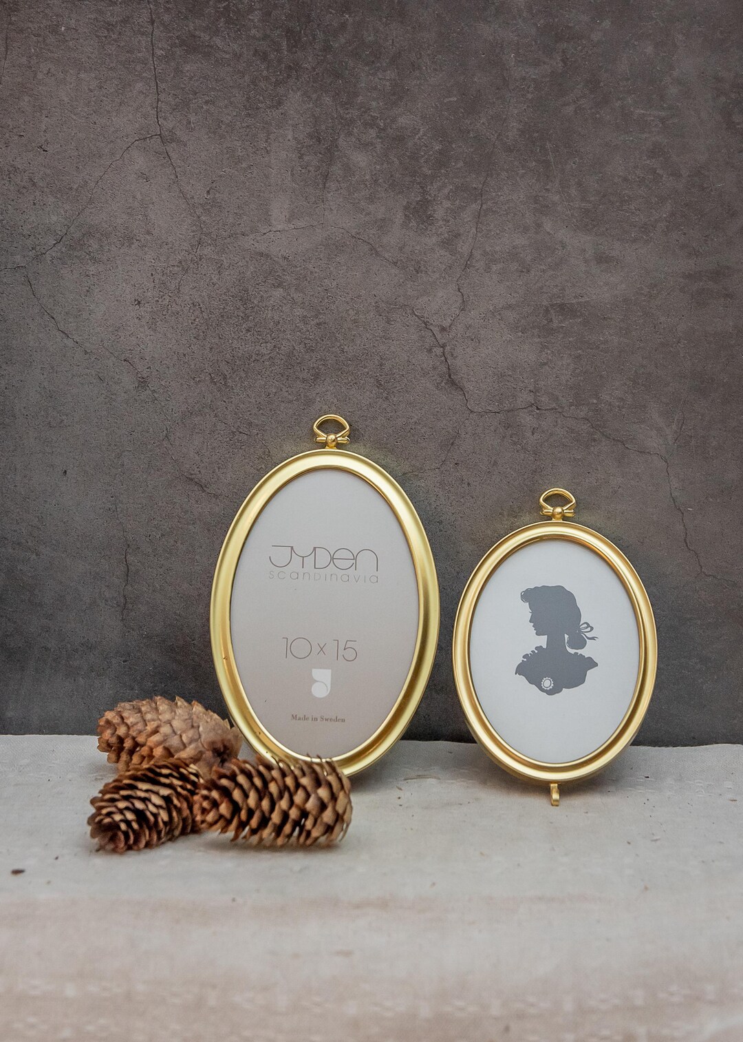 Set of 2 Vintage Oval Frames Made in Sweden Jyden Brass Wall Decor ...