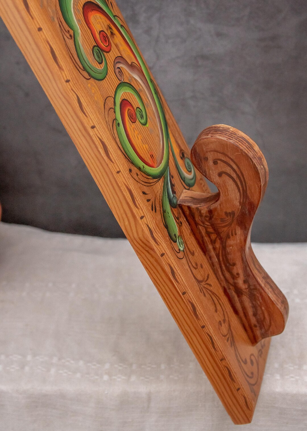 Vintage Norwegian Mangle Board Decorative Rosemaling Wood Horse Handle ...