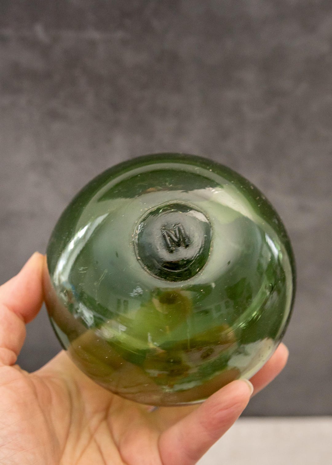 Antique Glass Fish Float Green Glass Bauble Handmade Fishing Gear ...
