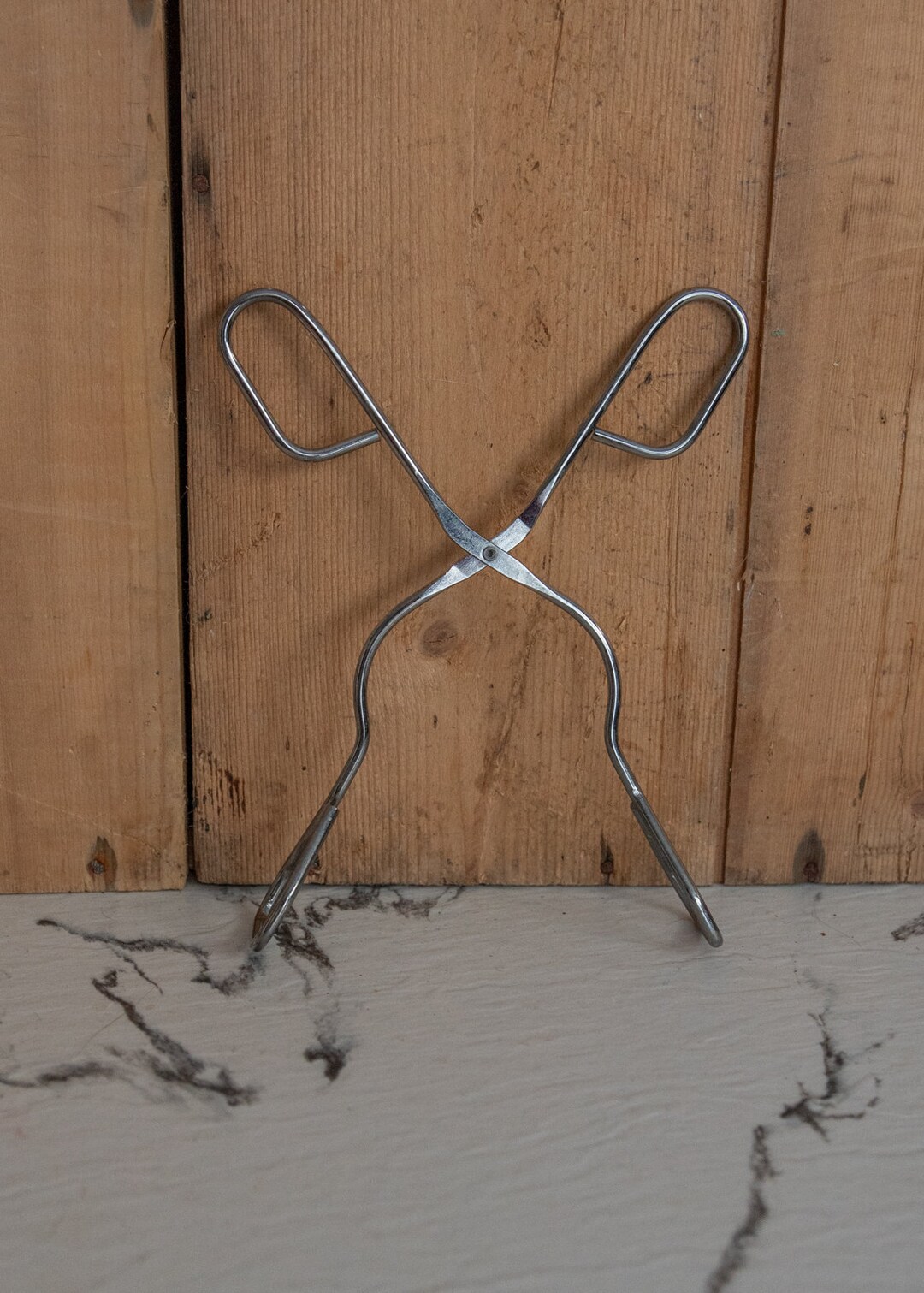 Vintage Kitchen Tongs Stainless Steel Metal Scissor Utensil Food ...