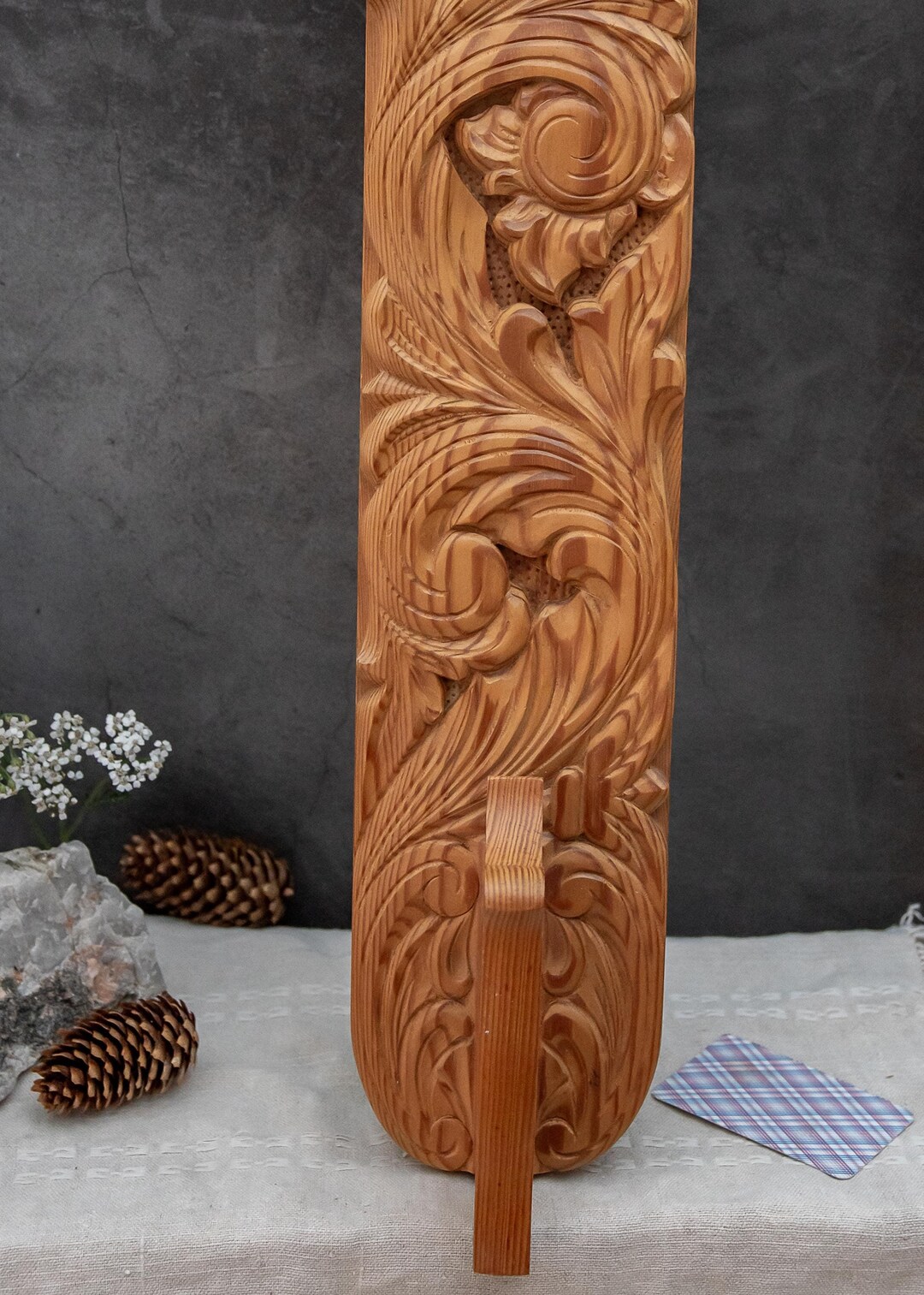 Vintage Mangle Board Hand Carved Wood Folk Art Rosemaling Scandinavian ...