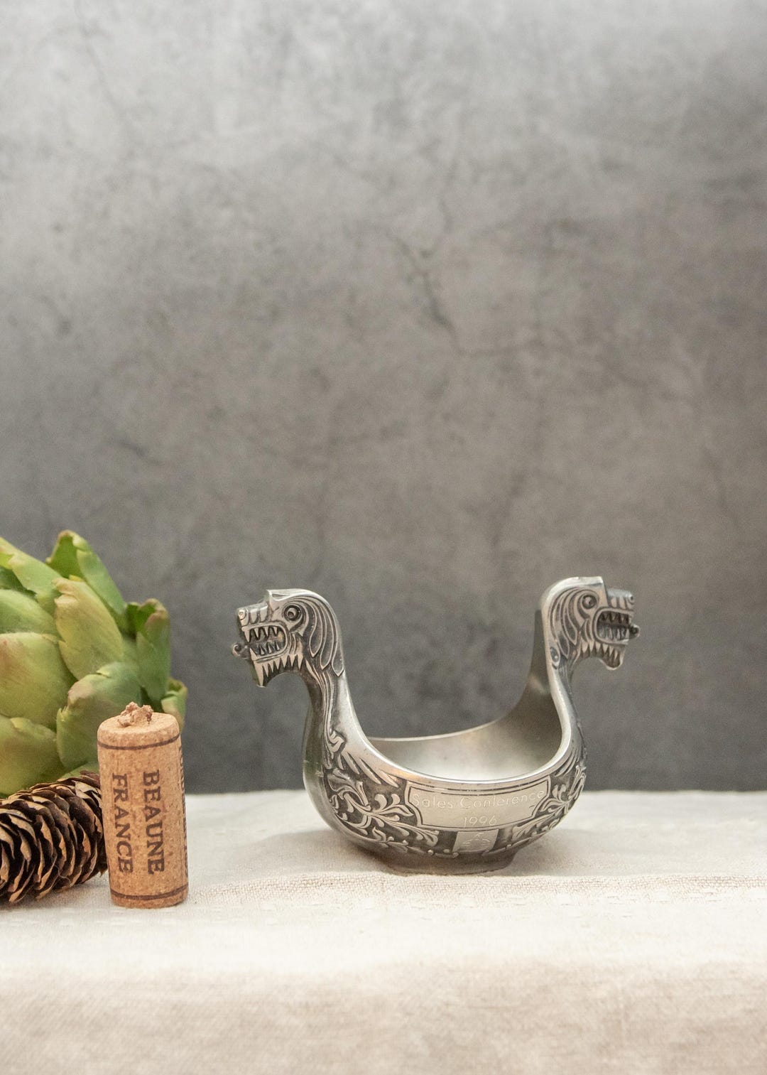 Small Vintage Viking Ship Bowl Two Dragon's Heads "royal Pewter" Kjenge ...