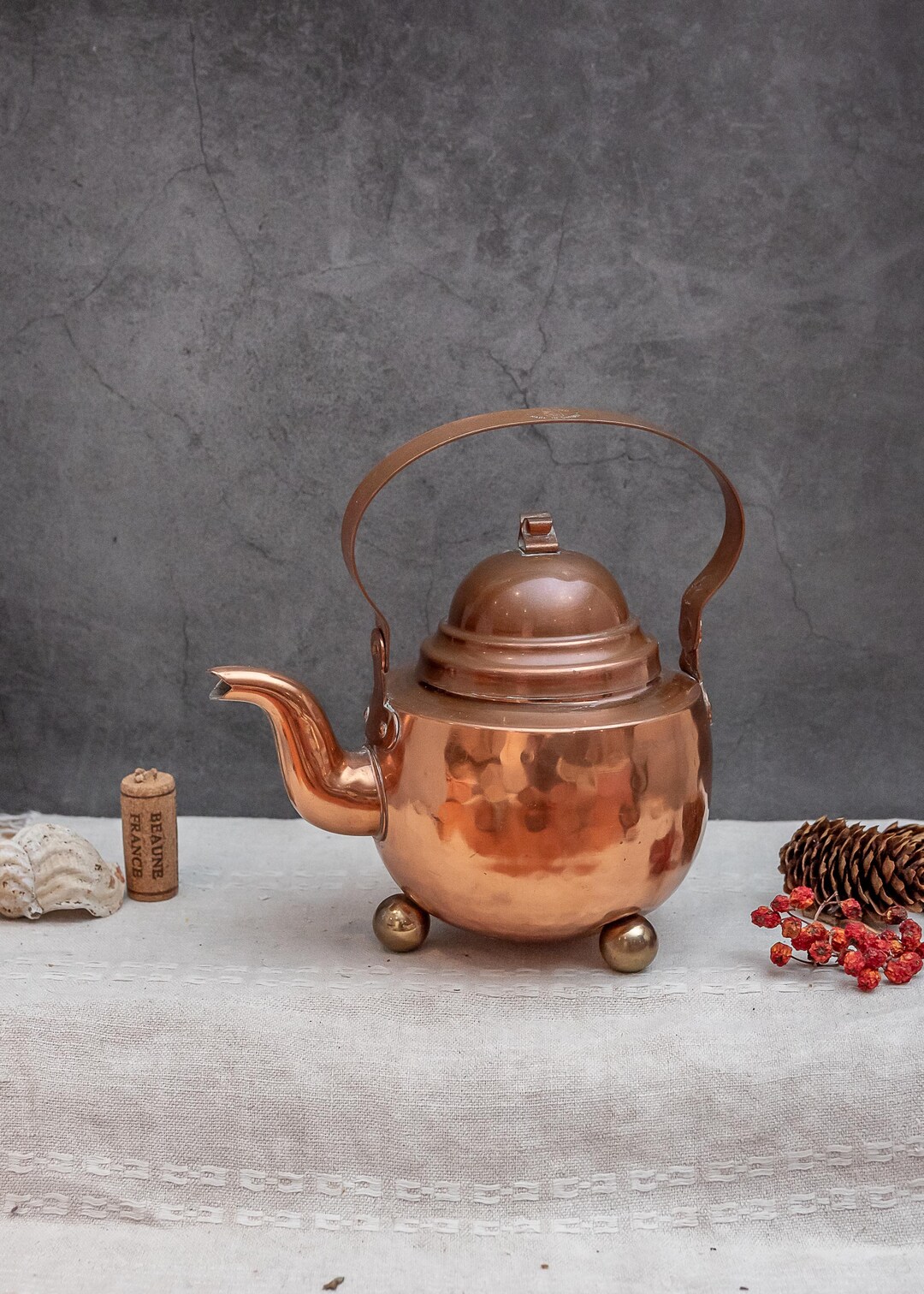 Vintage Coffee Pot on Legs Sweden Copper Teapot Coffee Jug Tea Pot Hand ...