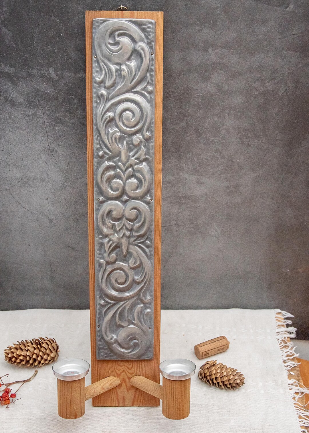Large Vintage Wall Candle Sconce Norwegian Handmade Folk Art Candle ...