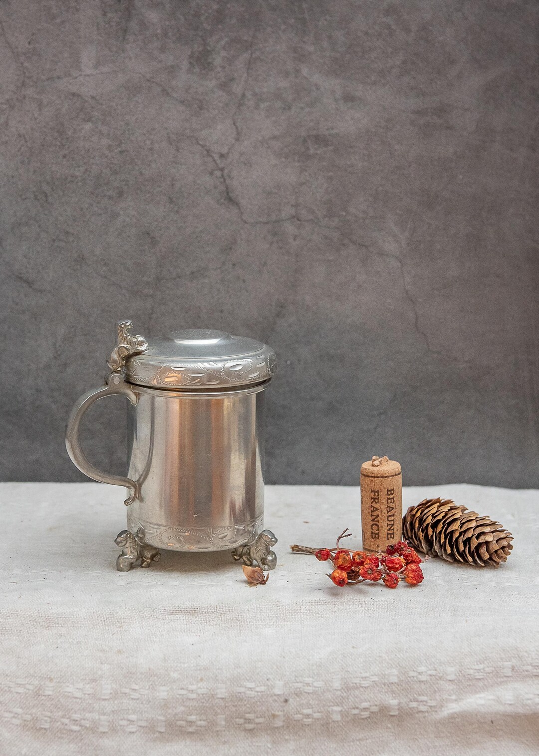 Vintage Drinking Jug Beer Mug Tankard Stein With Lid Mustard Jar ...