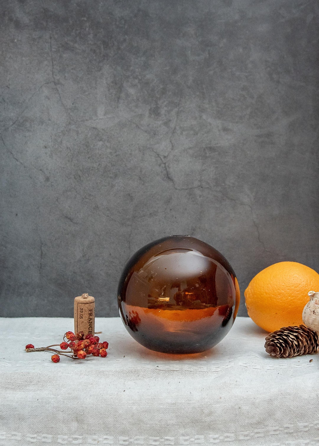 Large Antique Fishing Float Without Net Norwegian Handcrafted Brown ...