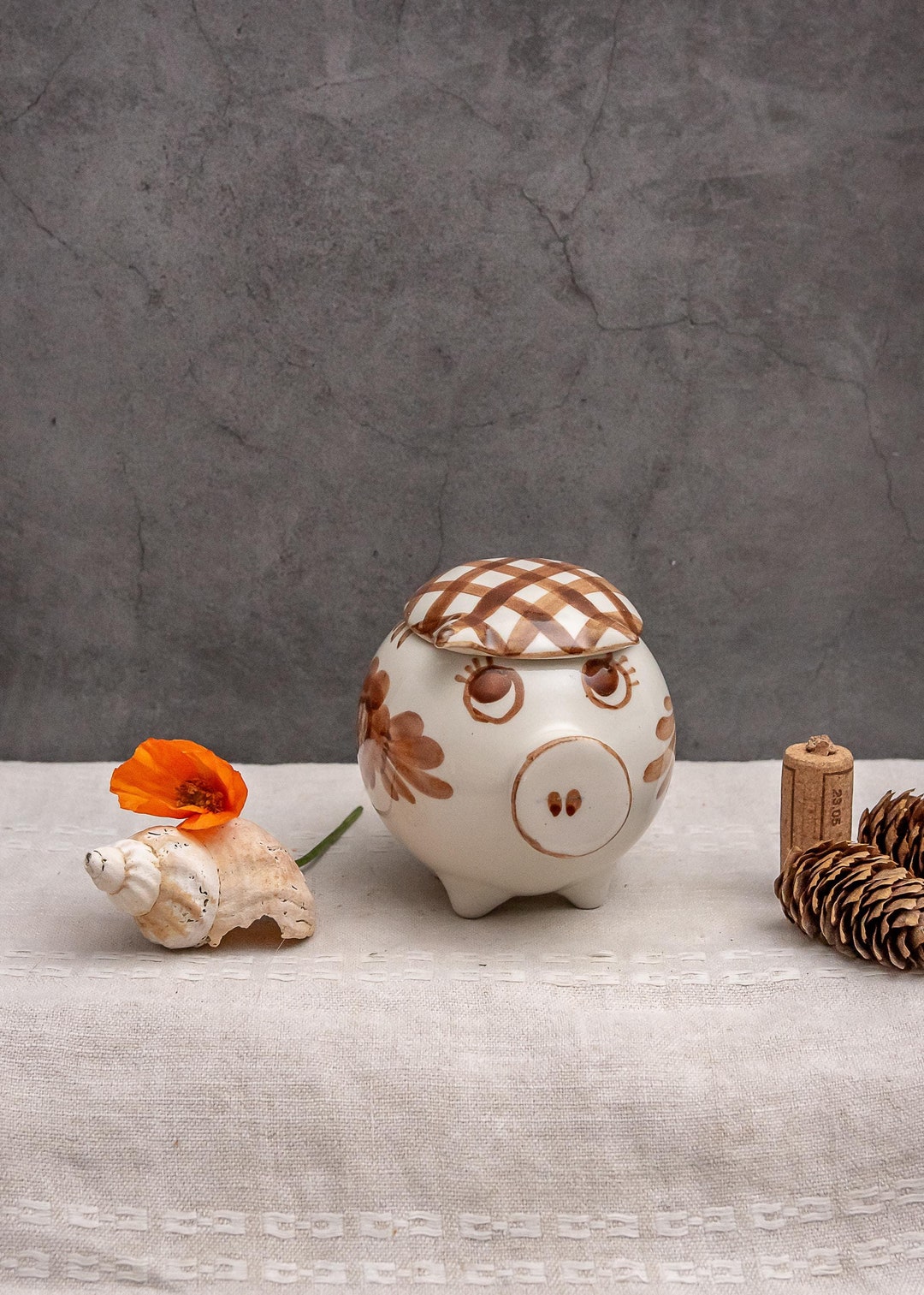 Vintage Pig Jar With Lid Danish Aksini Ceramic Pig Sugar Bowl Mustard ...