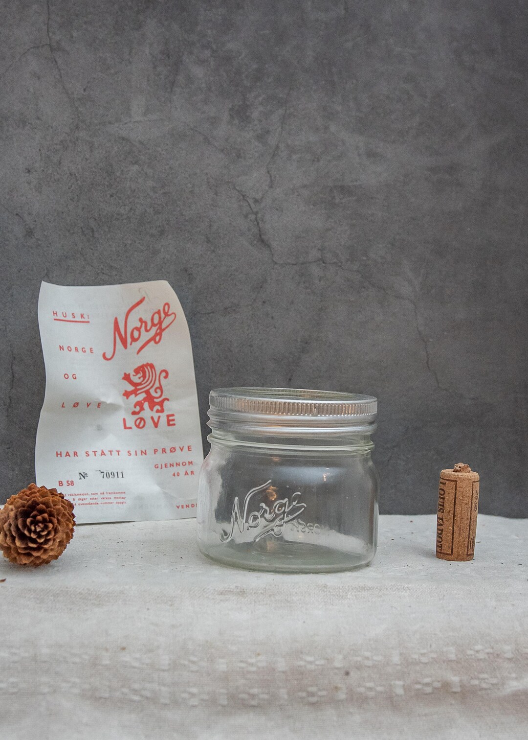 Vintage Canning Jar Glass Jam Jar With Lid Metal Band Norway 300 Ml 10. ...