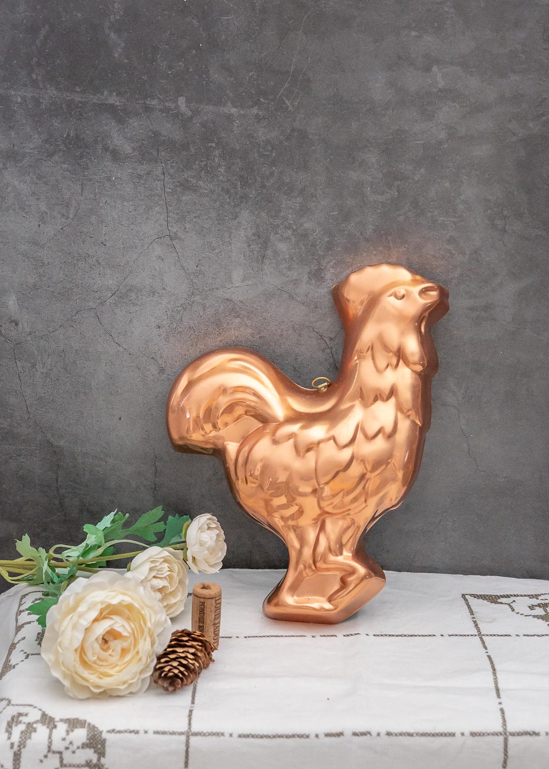 Vintage Rooster Copper Mold Farmhouse Decor Wall Hanging Cooking Pan ...