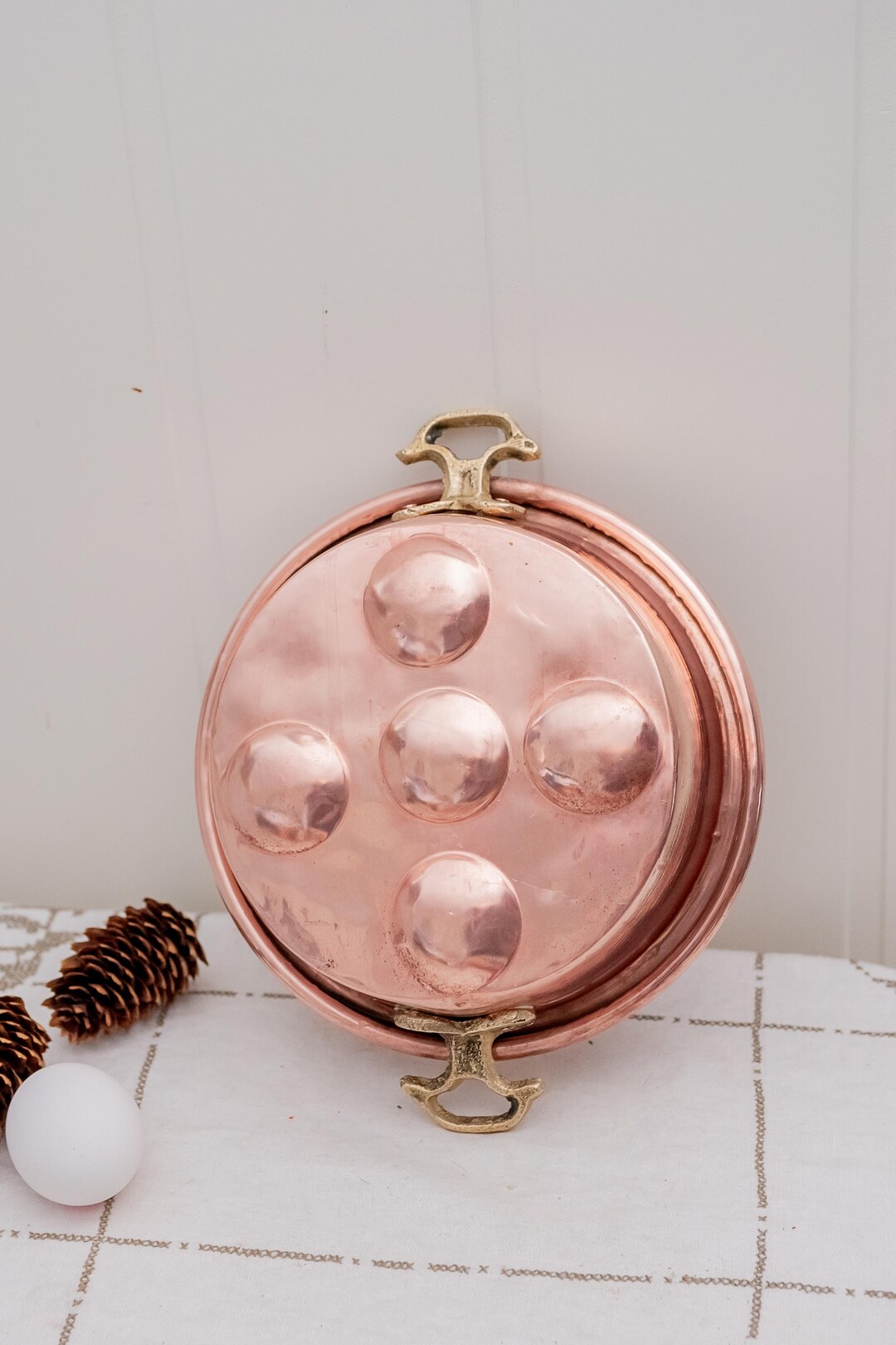 Vintage Egg Cooker Copper Brass Pan Poaching Pot Made in France Vintage ...