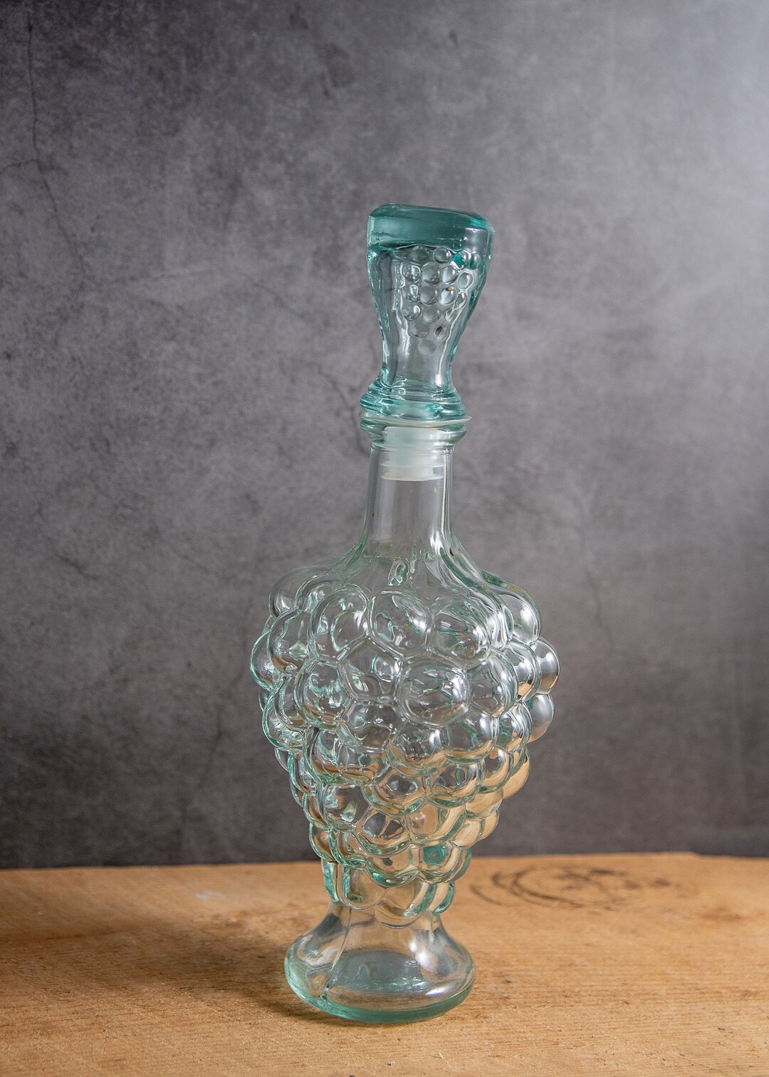 Vintage Thick Glass Bottle Cone Shape Glass Decanter Veteria Etrusca ...
