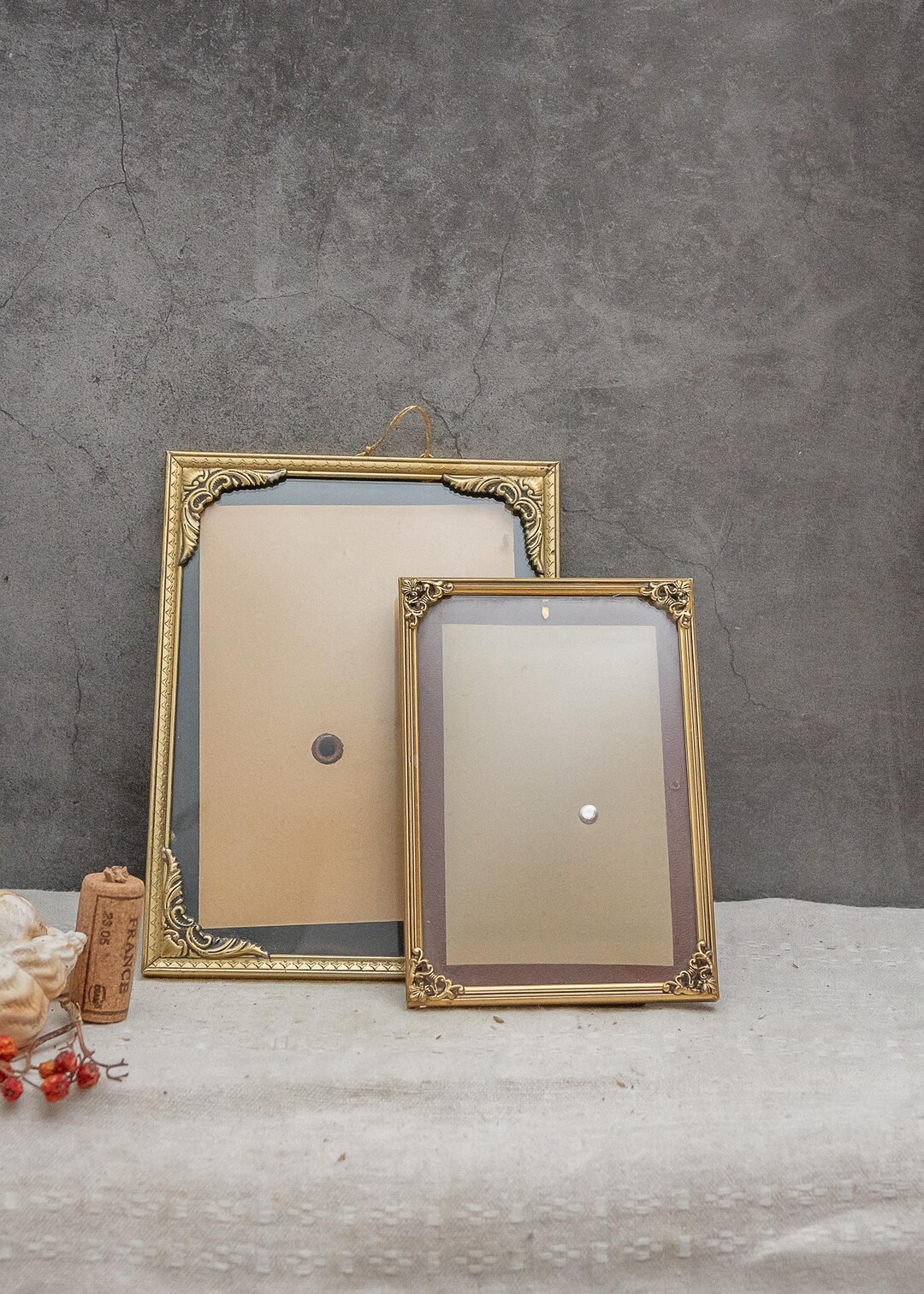 Gorgeous Set of 2 Vintage Picture Frame Brass Filigree Antique Ornamental Gold Frame French ...