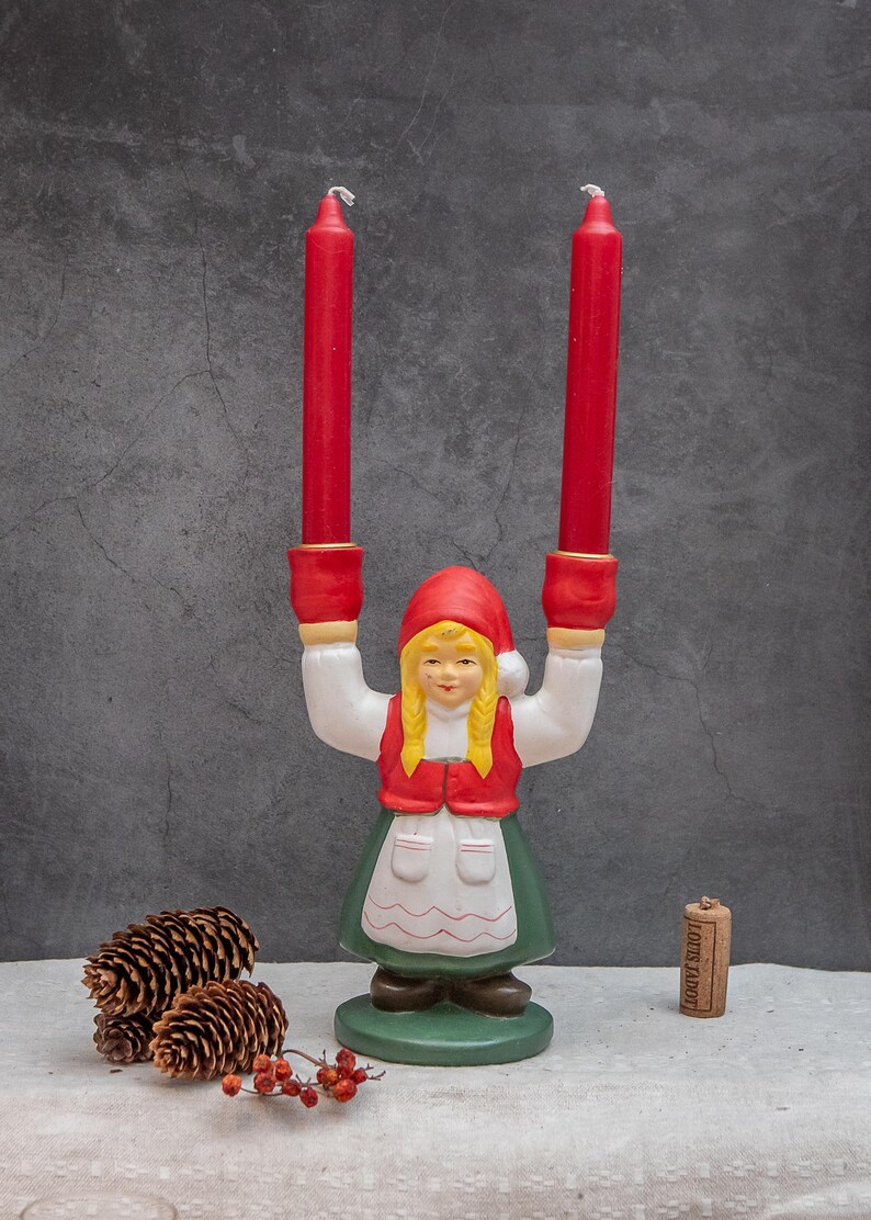 Candelabro de cerámica vintage para mesa navideña, soporte para velas ...
