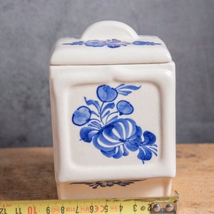Vintage Salt Wall Pocket Container With Wood Lid Farmhouse Kitchen ...