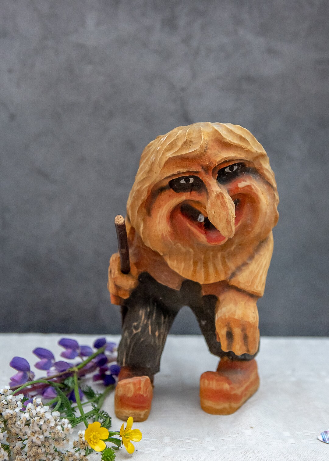 Stunning Vintage Troll Figure Handmade Wood Carved Troll Nordic Norway ...