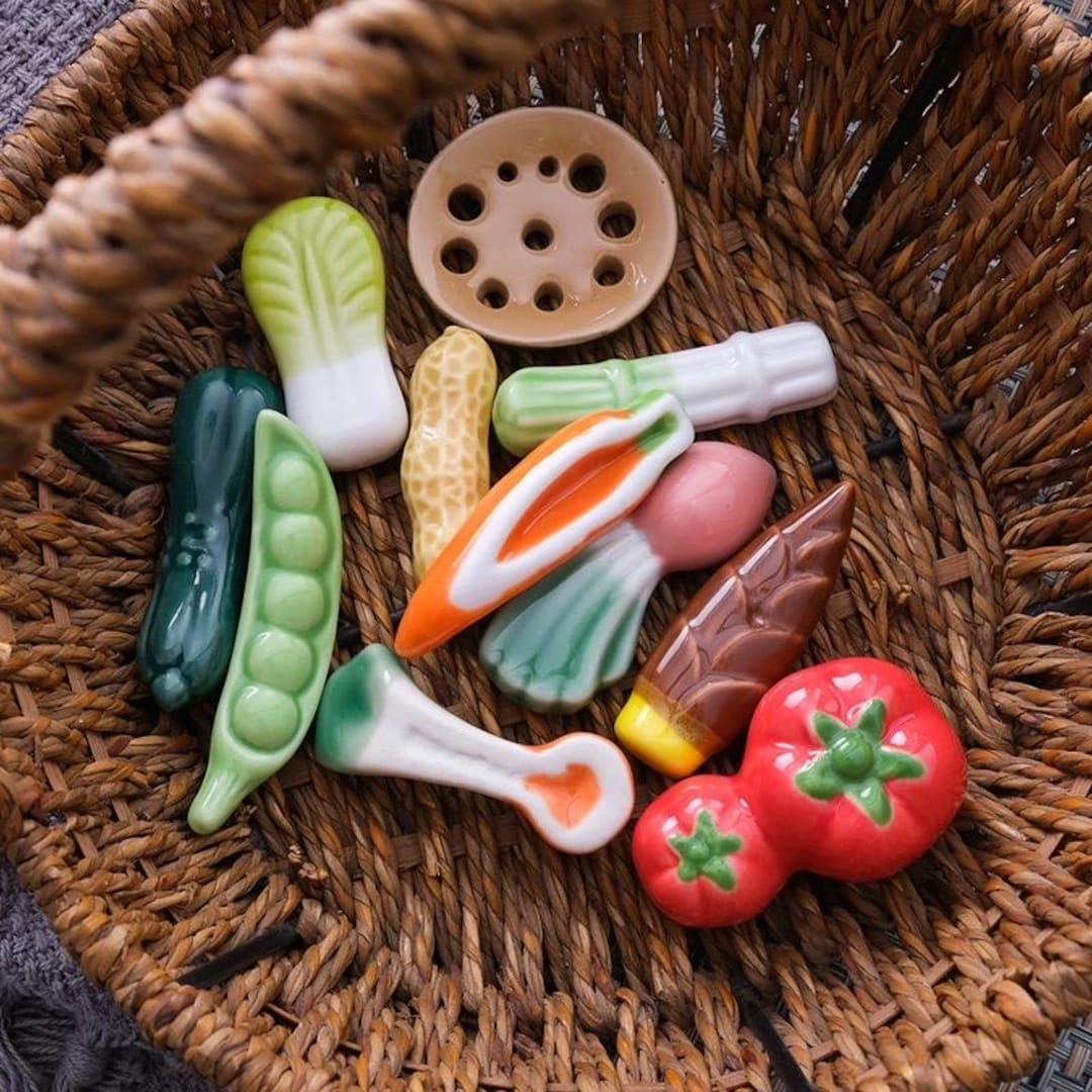 Cute Vegetable Shape Chopstick Rests. Ceramic Chopstick Holder, Cutlery ...