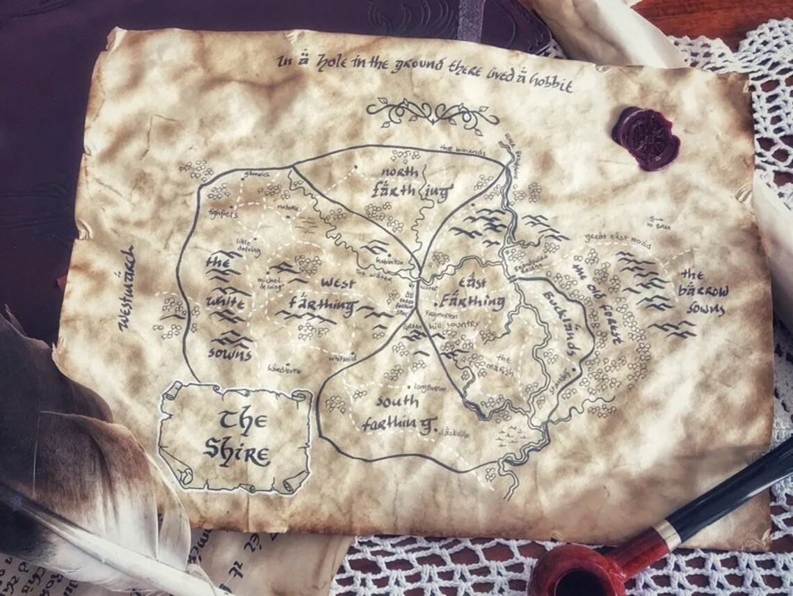 The Shire Map Hobbiton - Etsy