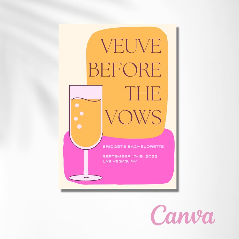 Veuve Before Vows Bachelorette Party Invitation and Schedule - Etsy