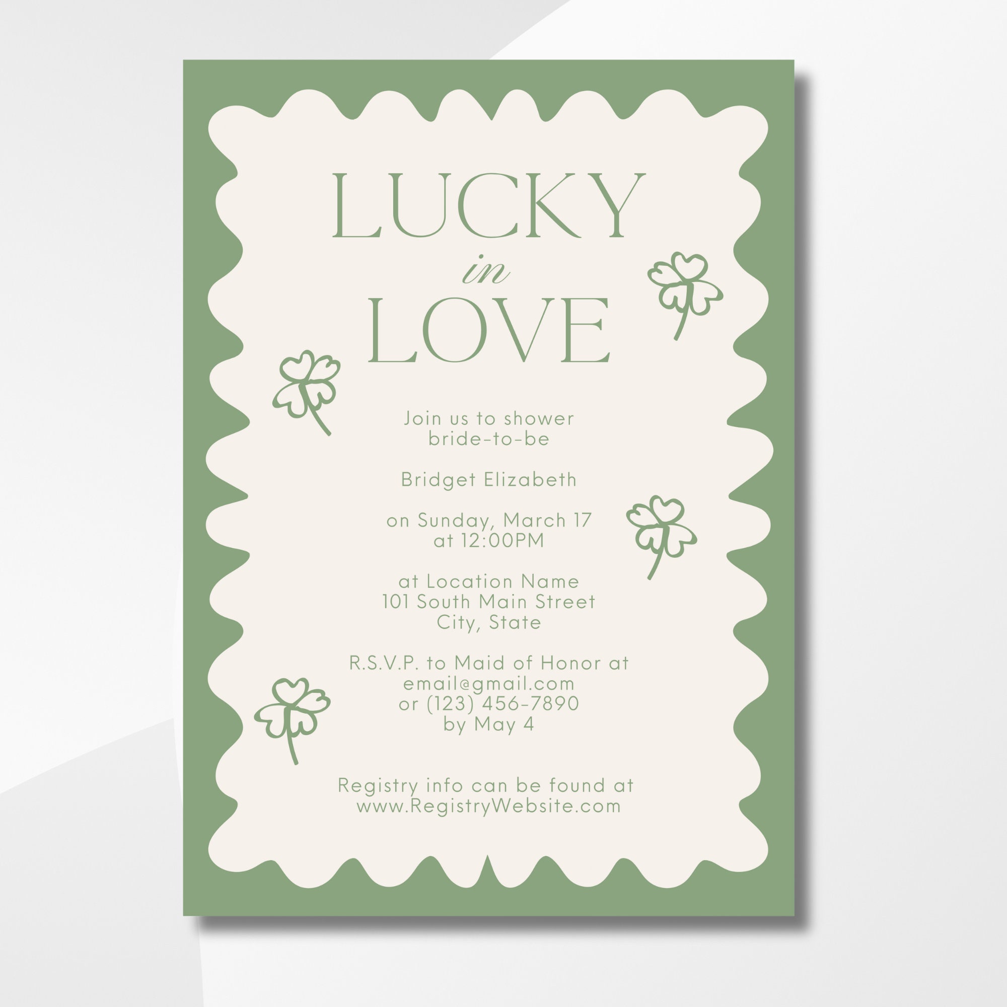 Lucky in Love Bridal Template - Etsy