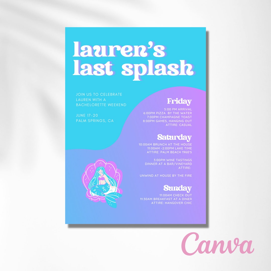 Last Splash Bachelorette Party Invitation - Etsy