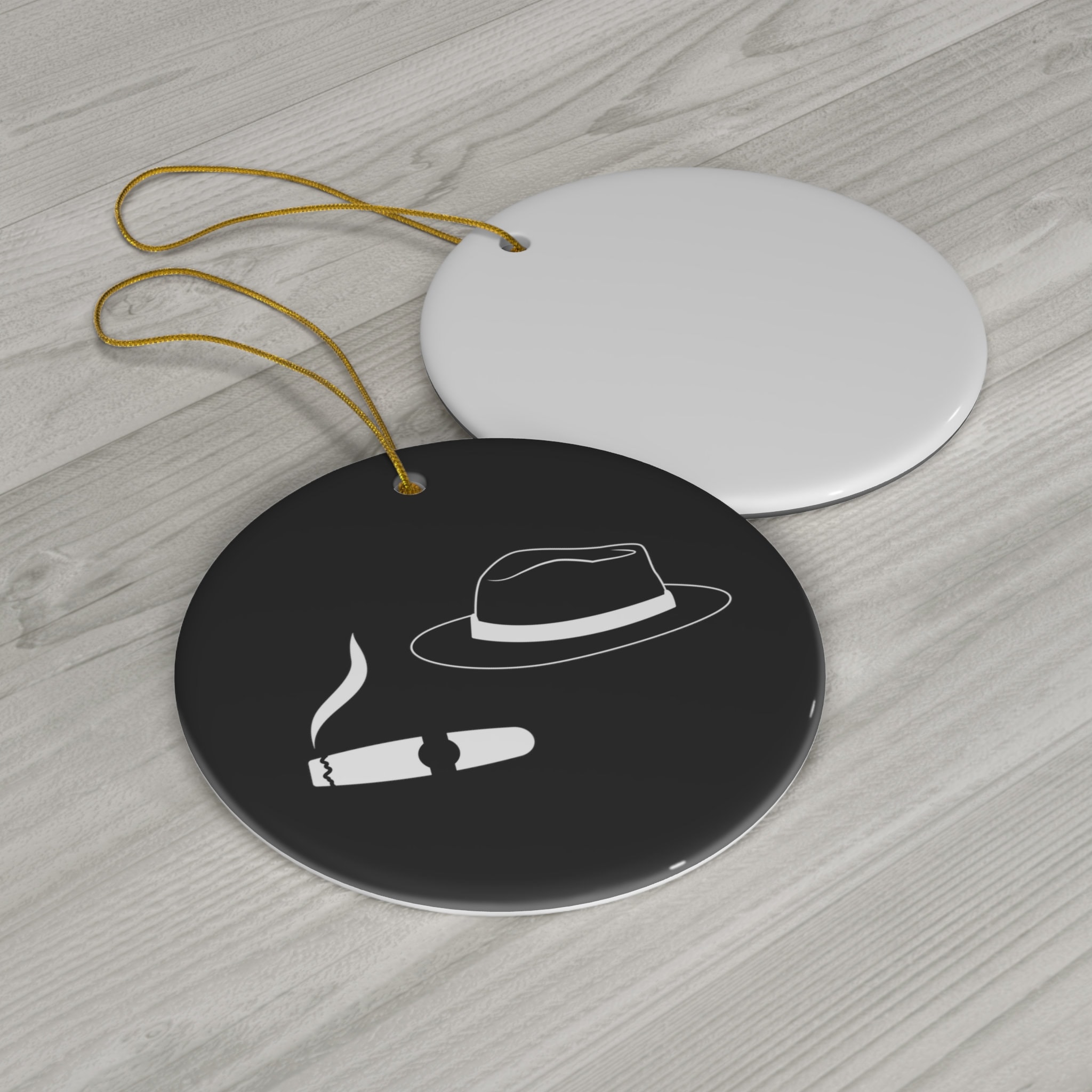 Driving Crooner Fedora and Cigar Christmas Tree Ornament - Etsy