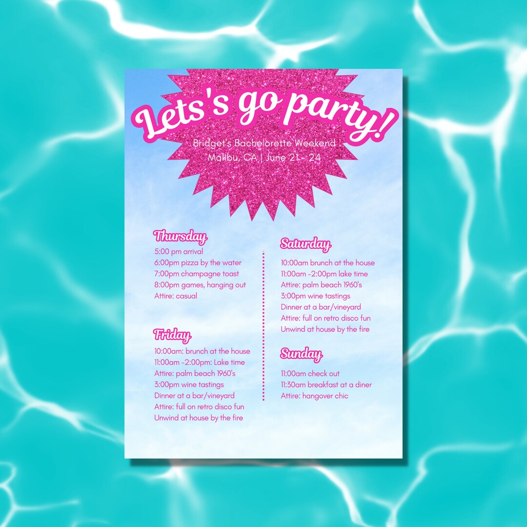 Let's Go Party Bachelorette Invitation - Etsy