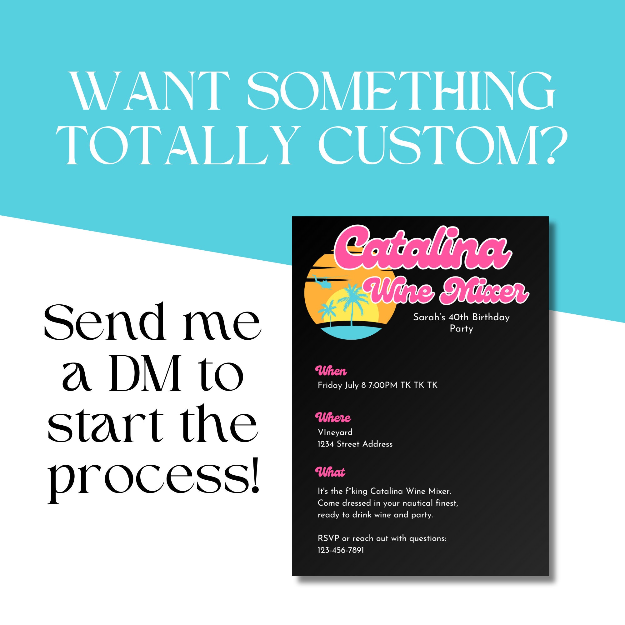 Catalina Wine Mixer Invitation Template - Etsy