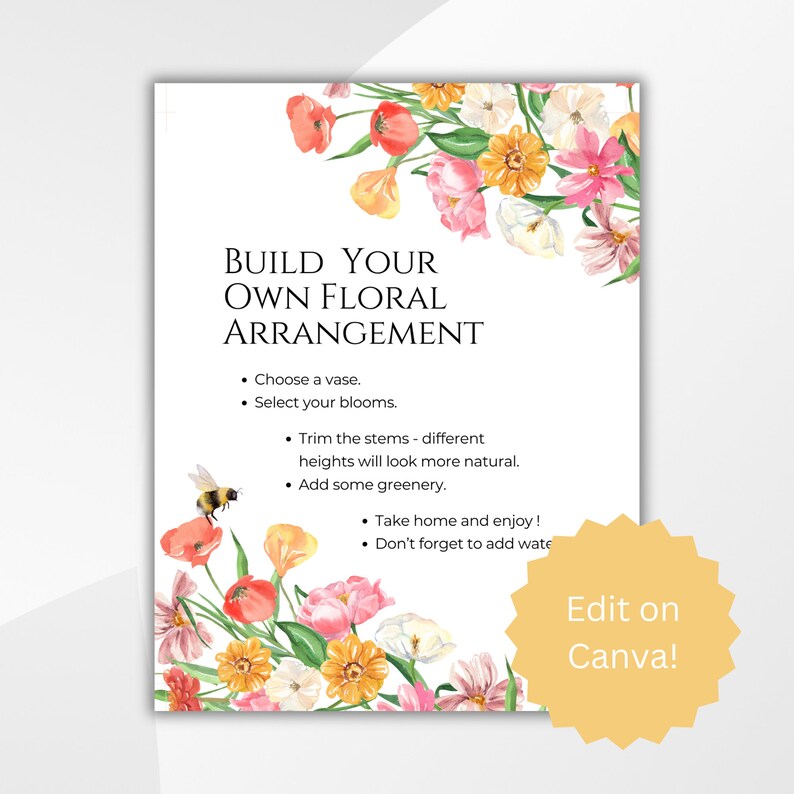 Flower Bar Sign Template - Etsy