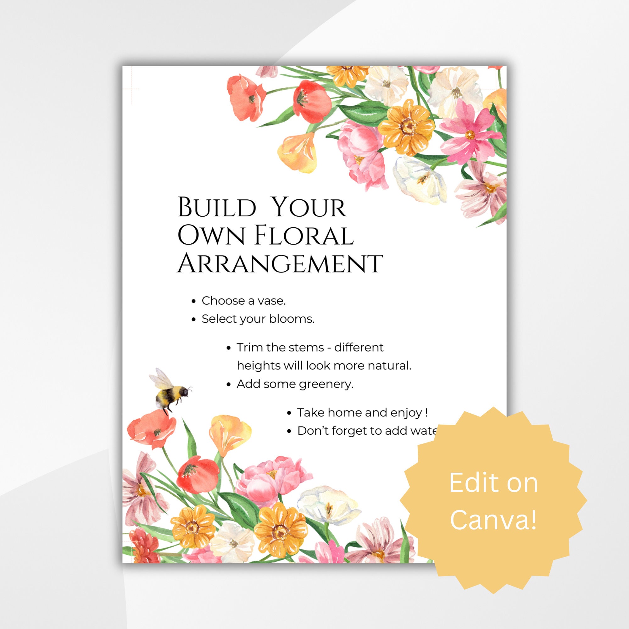 Flower Bar Sign Template - Etsy