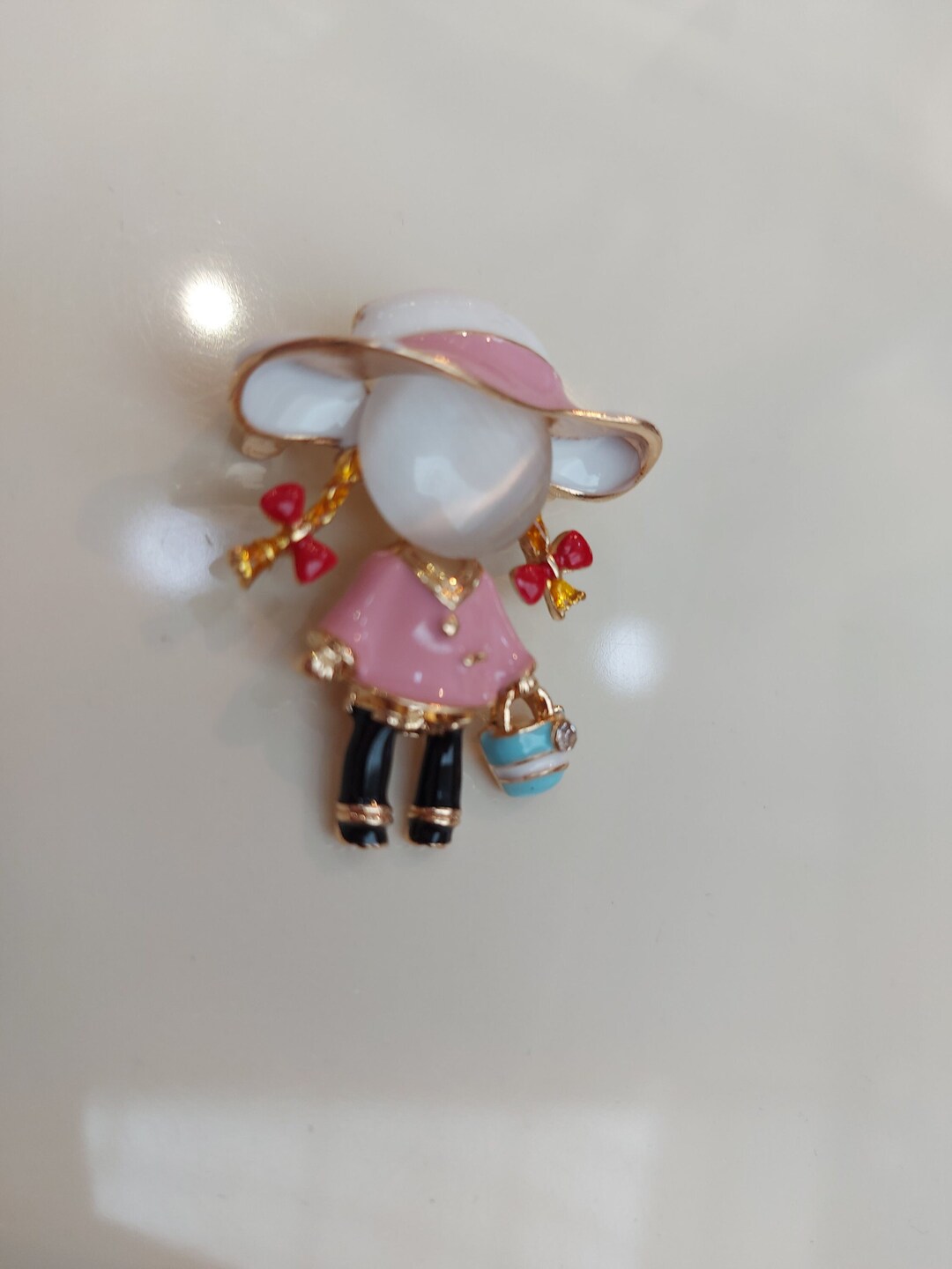 Cute Cartoon Little Girl Pin,figural Pendant Scarf-coat Brooch,friend ...