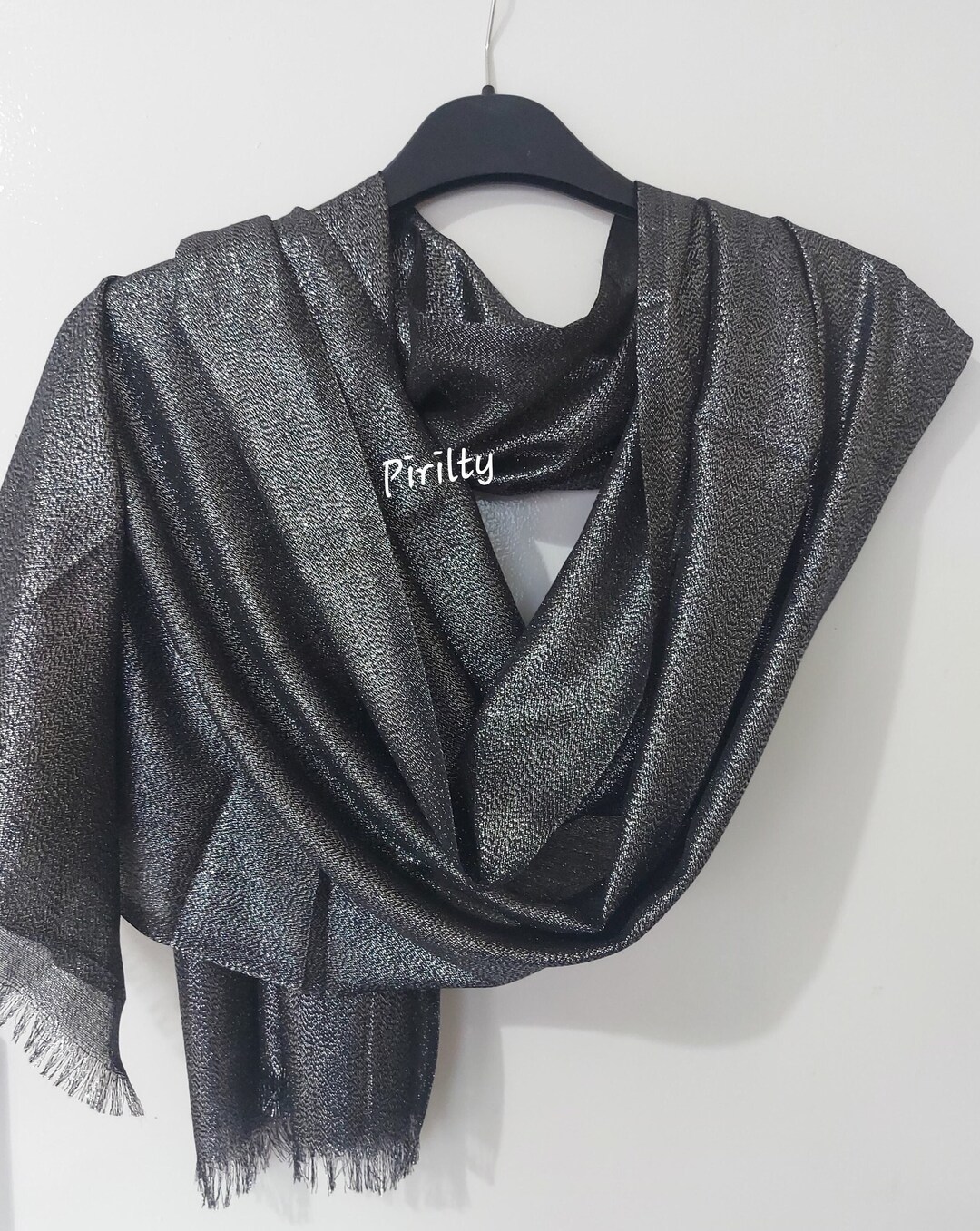Black Shimmer Shrug,wedding-prom Cape,sable Bridal Lurex Thread Shawl ...