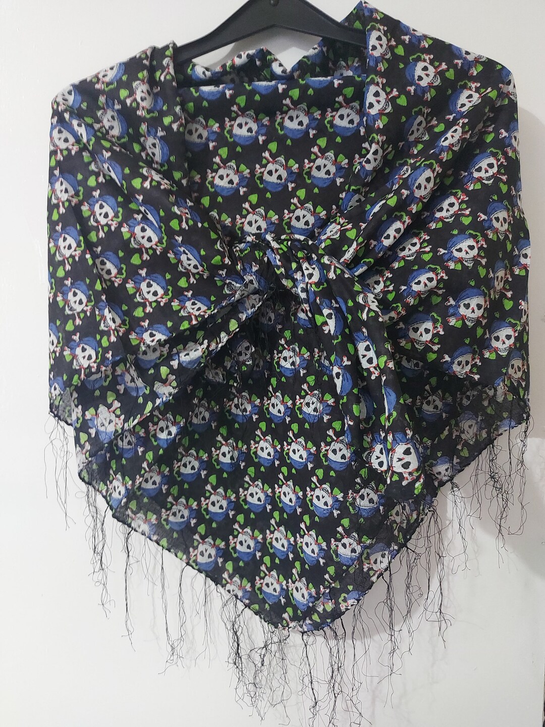 Gothic Skull Face Print Large Wrap Bandana Cotton,ghastly Print Hair ...