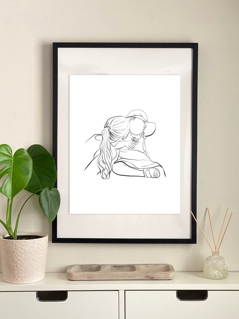 Mother and Daughter Line Art Mother and Child Art Line Art - Etsy