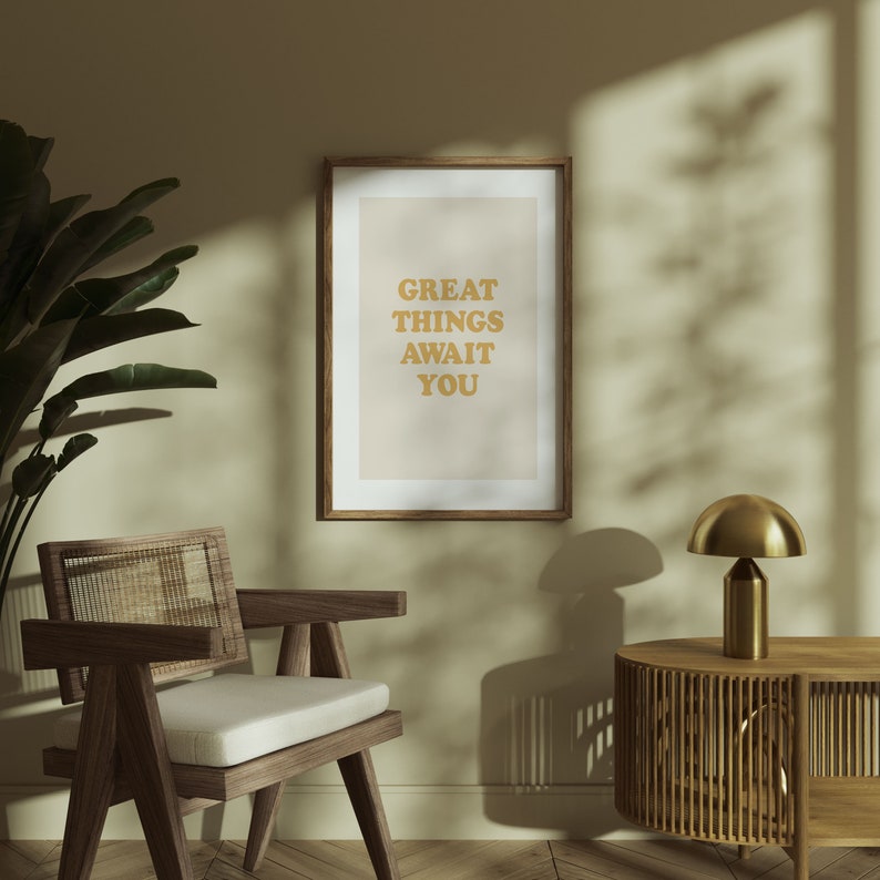 Great Things Await You Quote Print Neutral Wall Art Manifestation ...