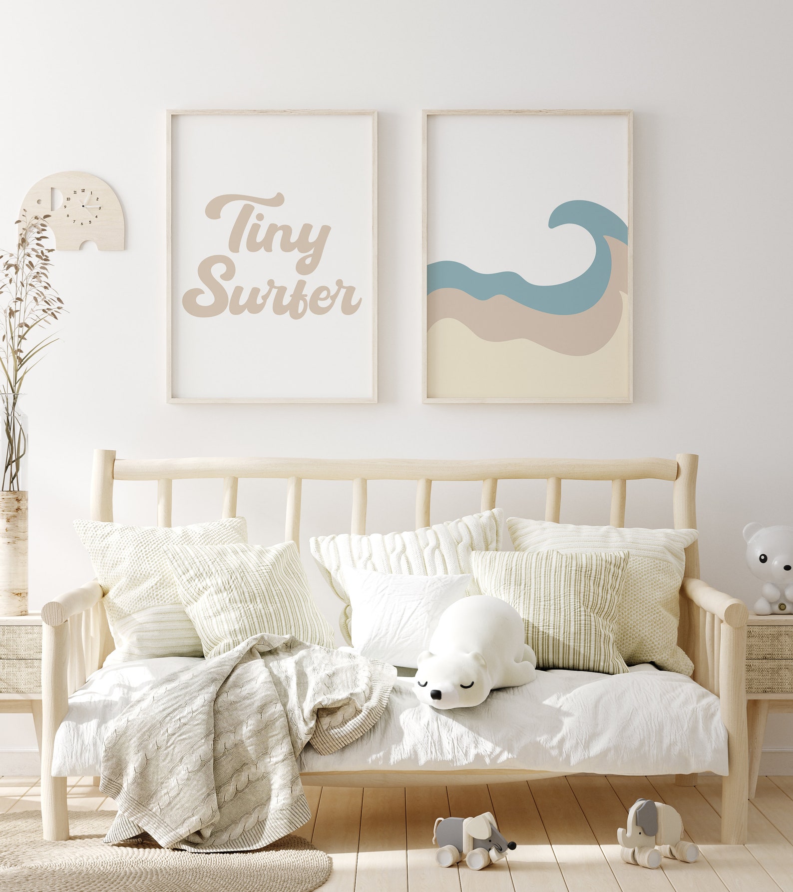 Neutral Playroom Wall Art Decor Beachy Quote Summer 2 Piece Wall Art ...