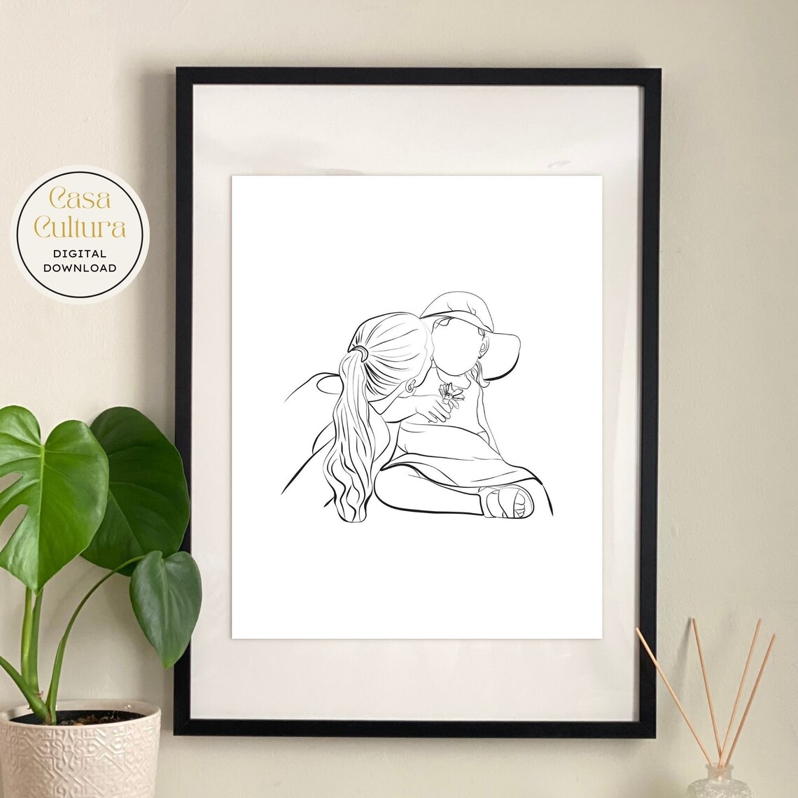 Mother and Daughter Line Art Mother and Child Art Line Art - Etsy