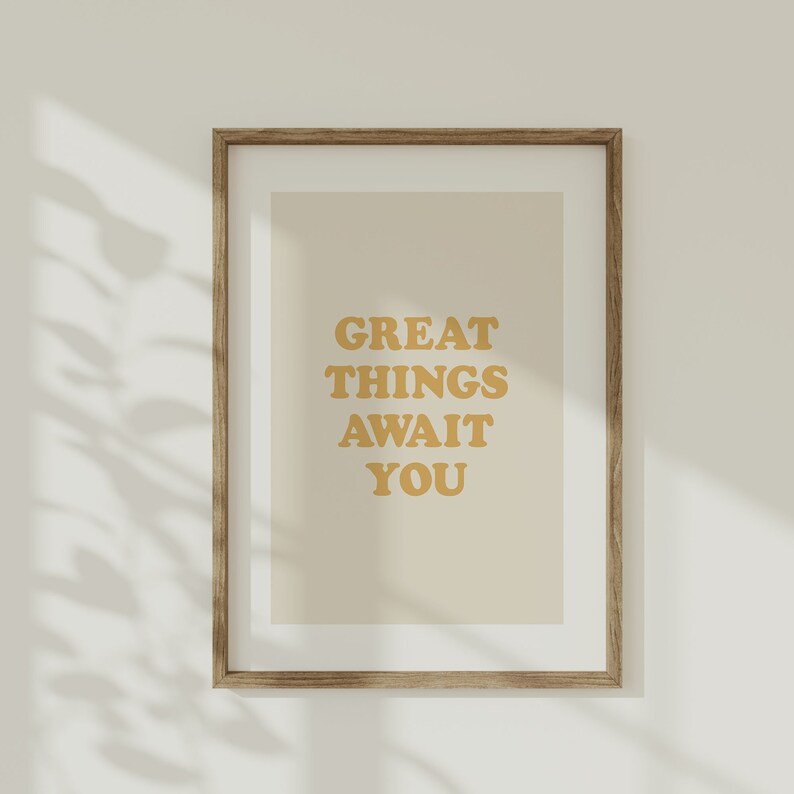 Great Things Await You Quote Print Neutral Wall Art Manifestation ...