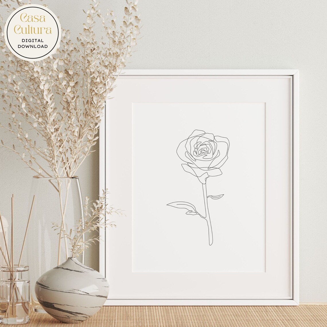 Flower Line Drawing Rose Wall Art Continuous Line Art One Line Drawing ...