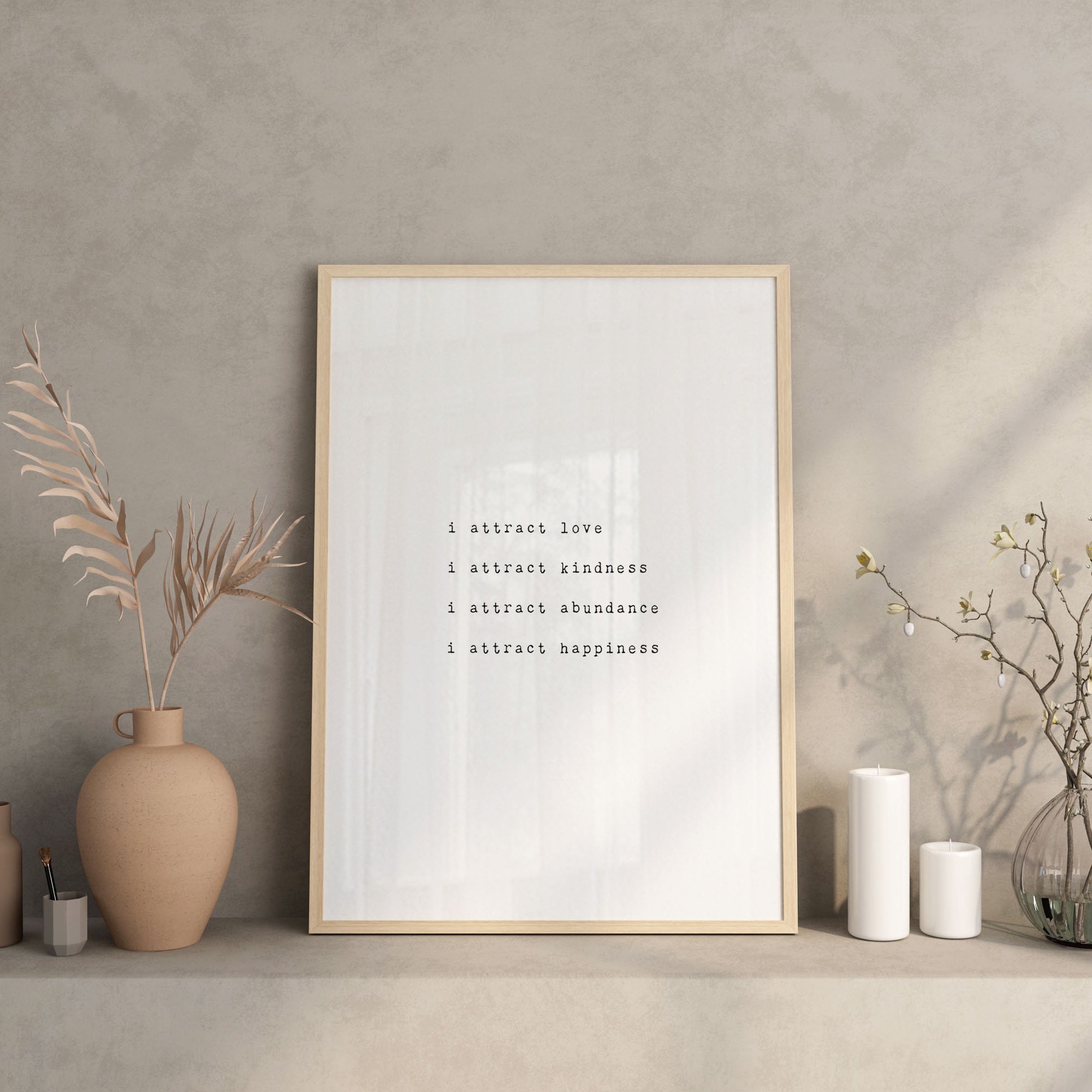 I Attract | Neutral Wall Art | Affirmation Wall Art | Manifestation Art ...