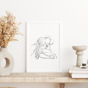 Mother and Daughter Line Art Mother and Child Art Line Art Nursery Wall ...