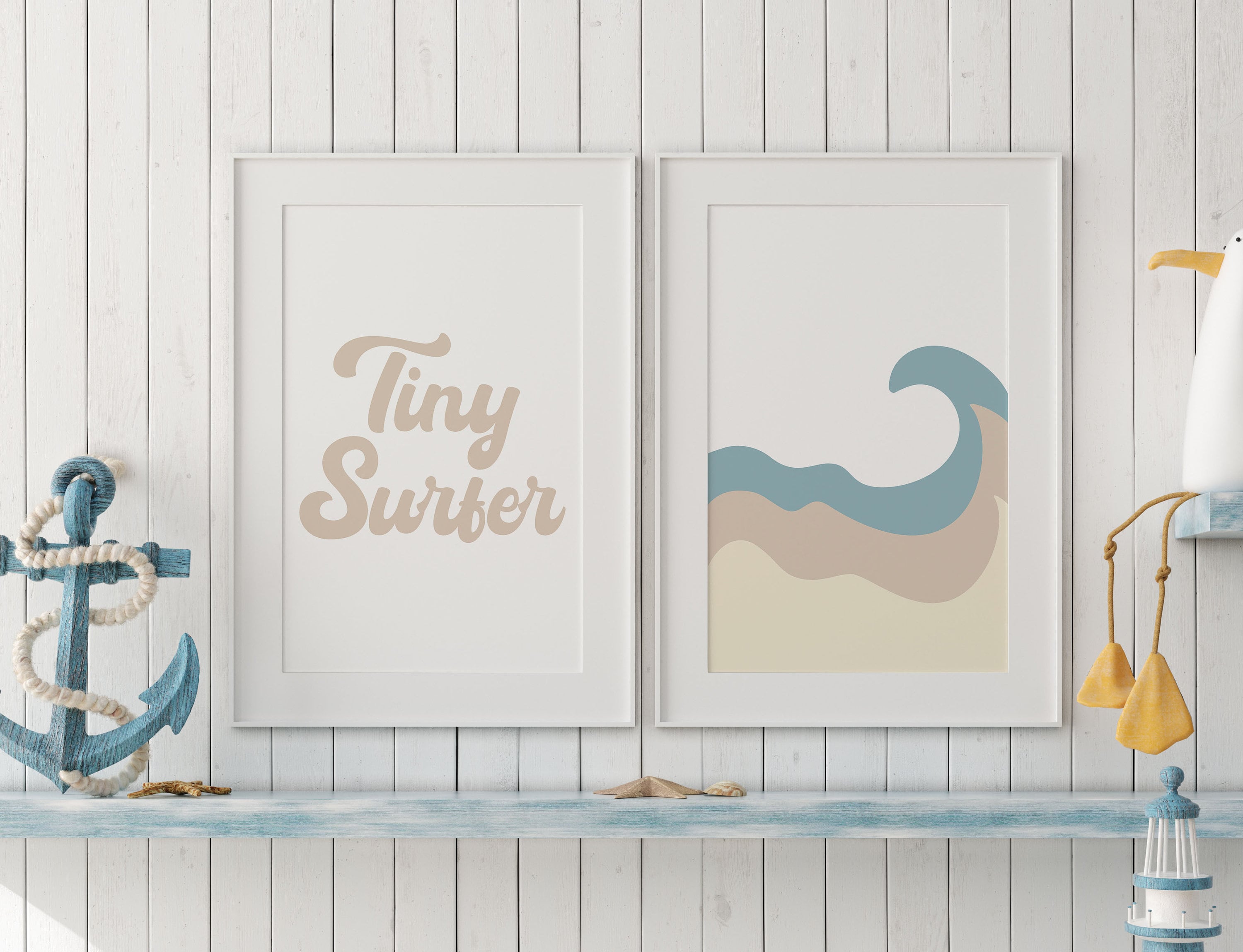 Neutral Playroom Wall Art Decor Beachy Quote Summer 2 Piece Wall Art ...