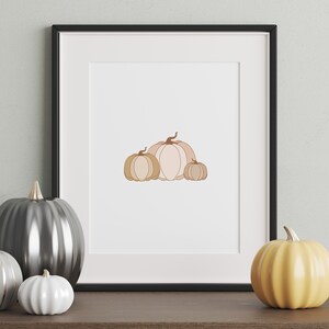 Fall Wall Line Art | Pumpkin Patch Print | Abstract Pumpkins | Fall ...