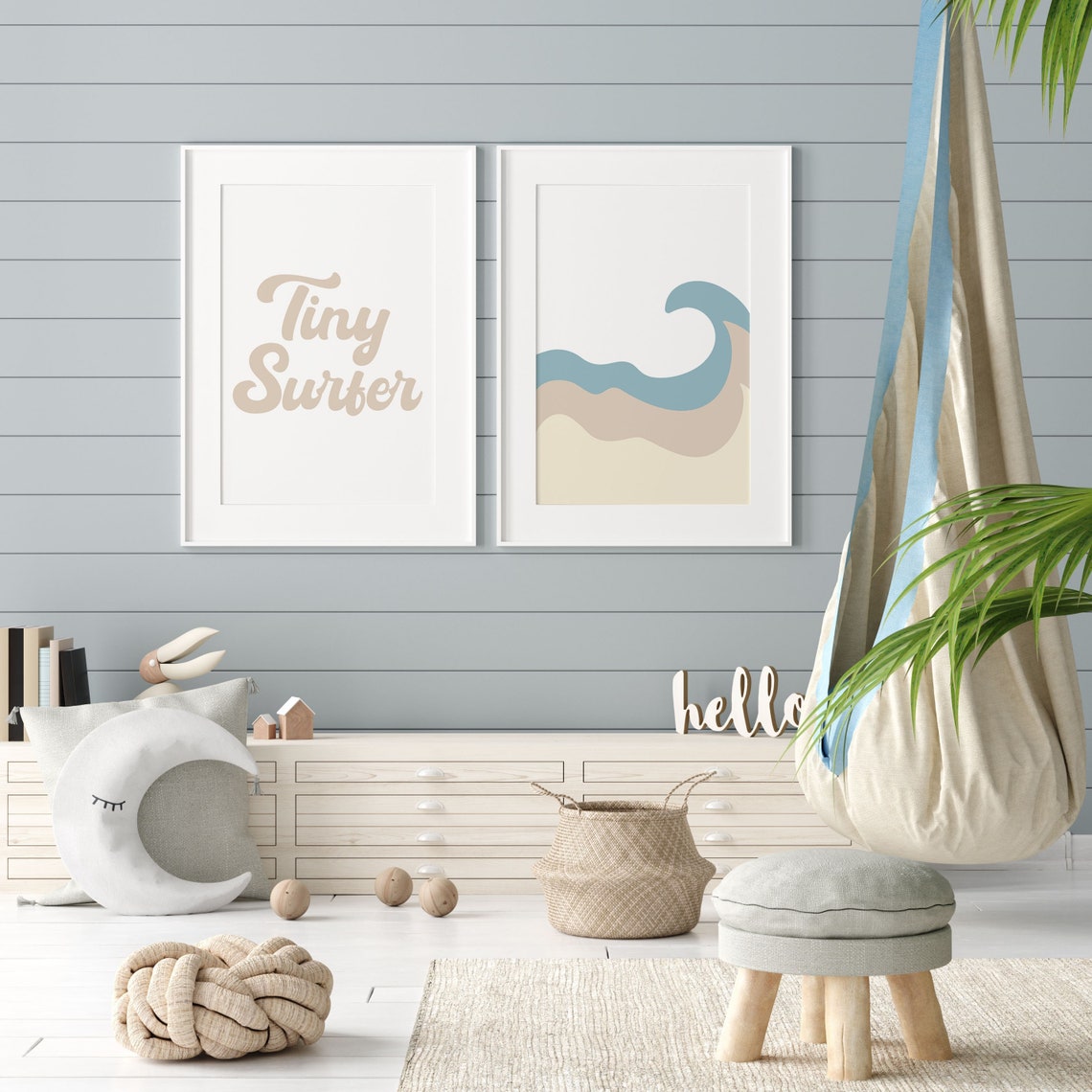 Neutral Playroom Wall Art Decor Beachy Quote Summer 2 Piece Wall Art ...