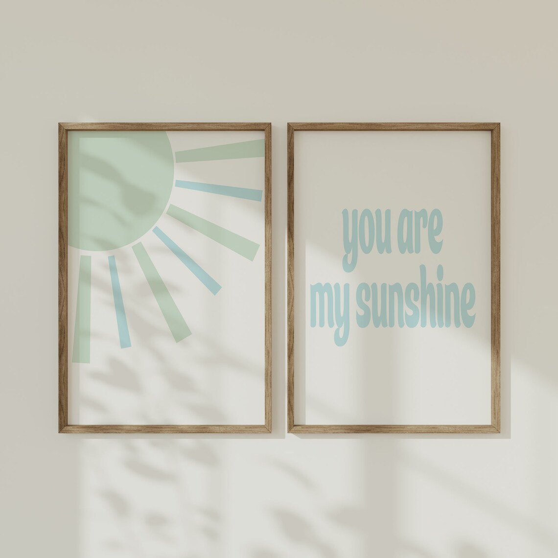 You Are My Sunshine Set of Two Prints Nursery Decor Blue and Green Art ...