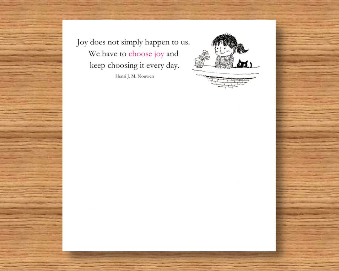 Notepad Gift With Quote - Choose Joy - Henri J. M. Nouwen - 5.5"x 6" - Etsy