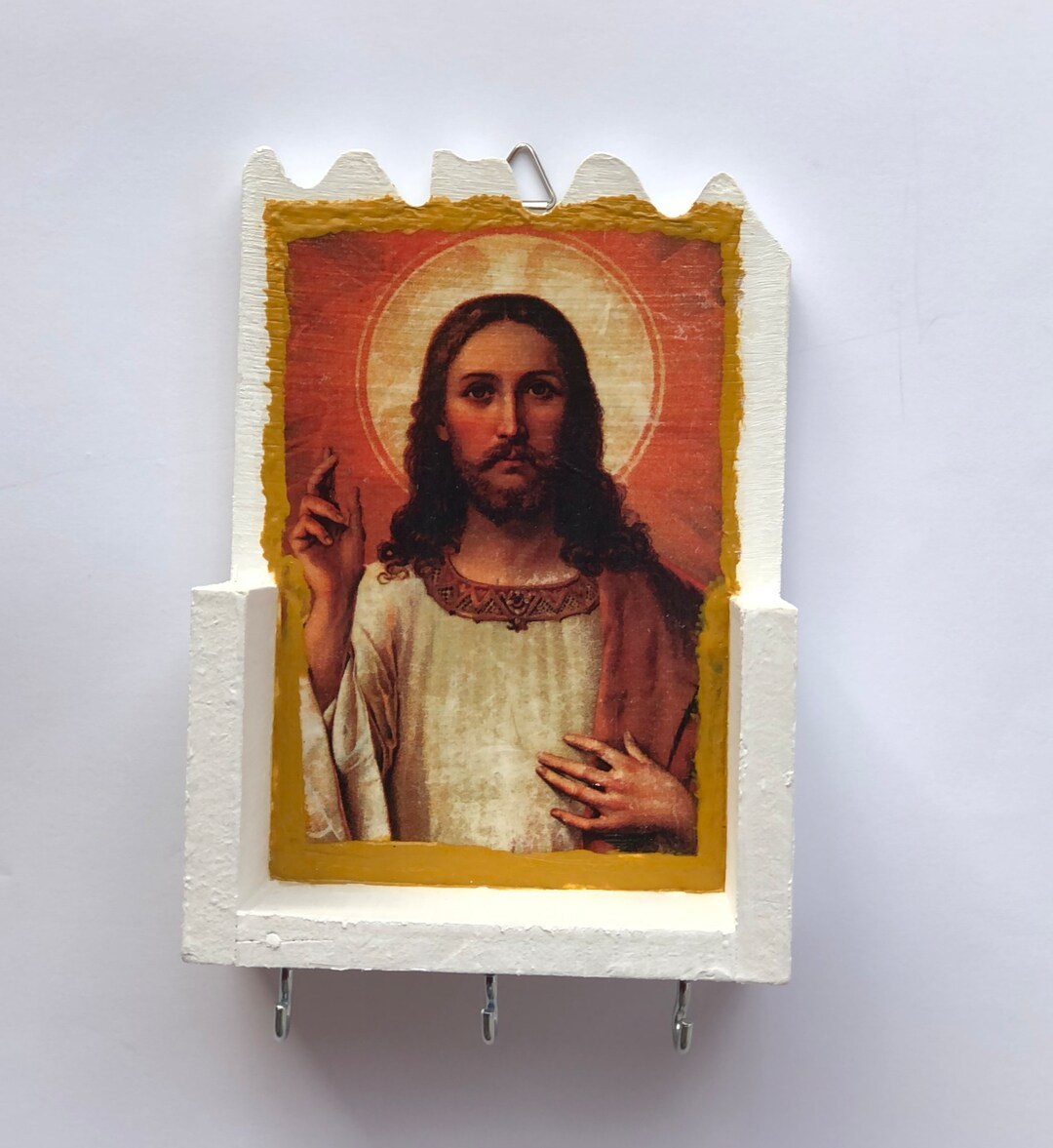 Wall Key Organizer Jesus Christ Wooden Key Hanger for Home - Etsy