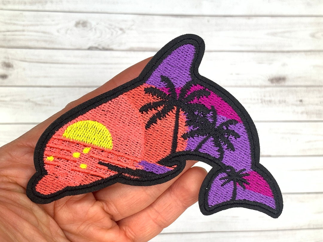 Dolphin Sea Animal Embroidery Iron on Applique Patch for Sweatshirt, Jacket & Jeans, Dolphin ...